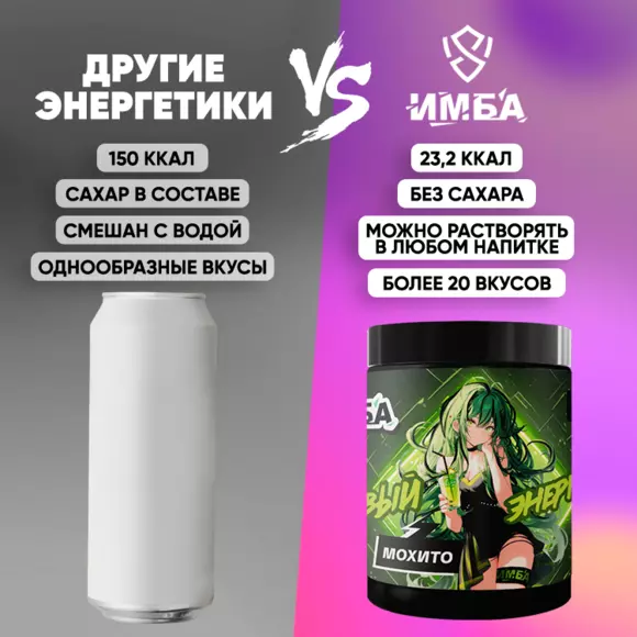 ИМБА Мохито 40 порций - купить сухой энергетик без сахара в интернет магазине Imba Shop
